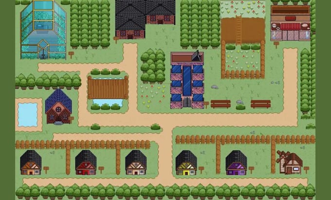 Top down 2d pixel art tileset, game map, character animation sprite ...