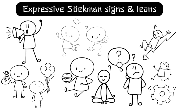 Draw expressive stickman stick figure stickman logo stickman icon signs ...
