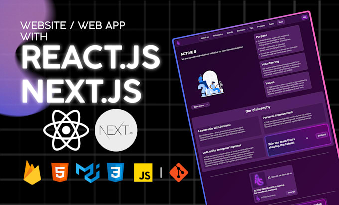 Build a custom react js, next js website or web app with firebase ...