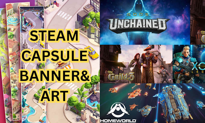 Design a steam capsule art poster design game art steam banner ball ...