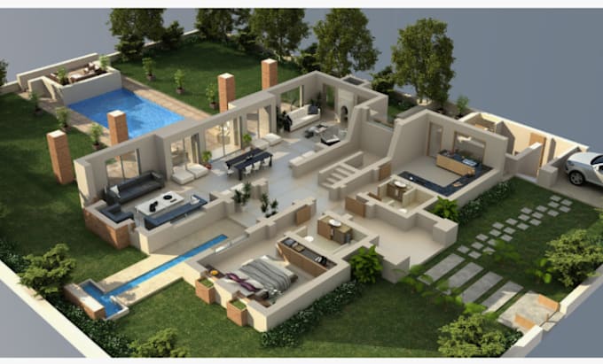 Design villa plan, villa 2d plan ,villa house plan with villa 3d plan ...