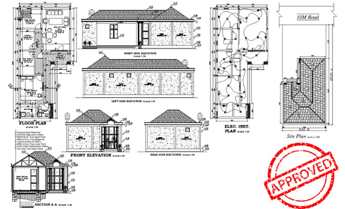 Draft architectural floor plan, site plan, elevation, mep, permit drawing