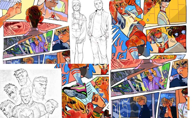 Create comic book art comic strips graphic novel pages comic storyboard ...