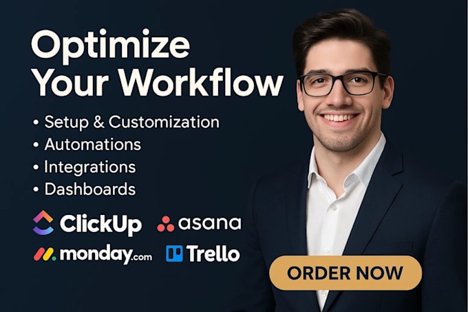 Optimize your workflow with clickup, asana, monday, or trello setup by David_parker250 | Fiverr