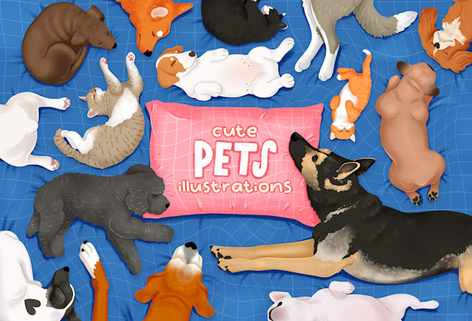 Draw cute 2d pet portrait illustration by Keiko_reiko | Fiverr