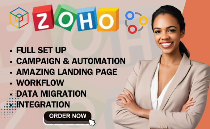 Setup zoho crm, zoho one, zoho landing page, zoho form, zoho campaign zoho book by ...