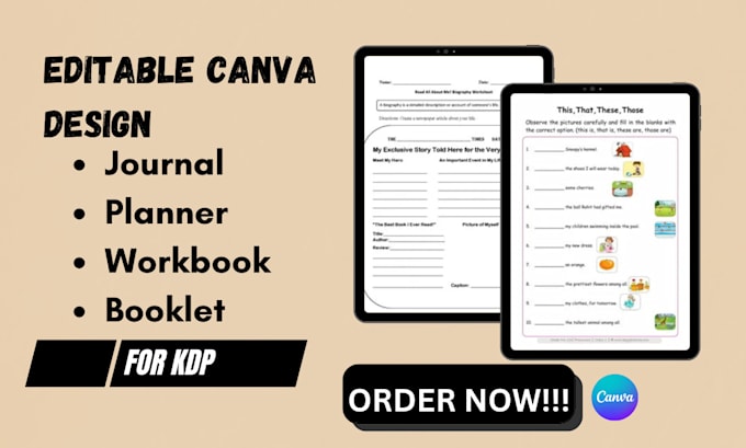Design custom printable canva editable journal planner workbook booklet ...