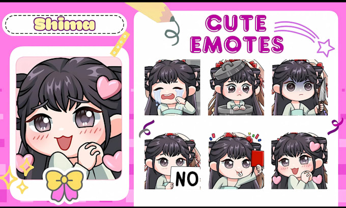 Draw custom twitch emotes, chibi illustration animated emotes, vtuber ...