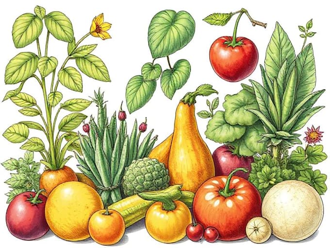 Draw realistic plants, vegetables, fruits by Roneenila | Fiverr