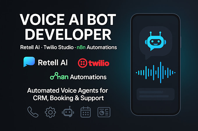 Develop voice ai bot retell ai agent twillo studio n8n developer voice agent by Mikeyinioluwa ...