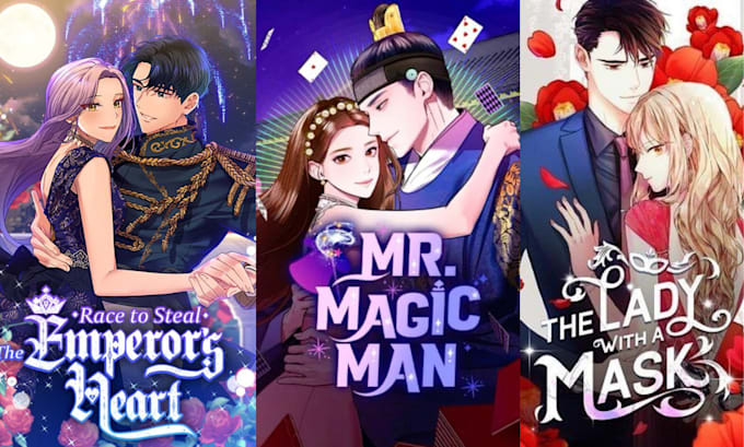 Draw webtoon web comic shonen light novel cover design anime graphic ...