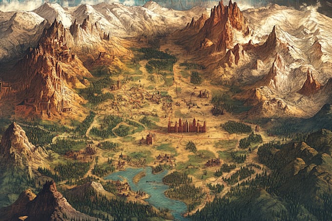 Design fantasy map illustration isometric map by Lillianamee | Fiverr