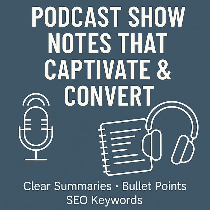 Write podcast show notes with clarity and structure by Pj_ventures | Fiverr