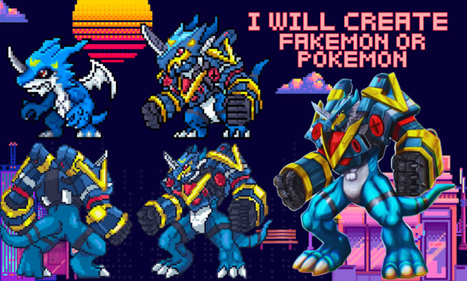 Design and draw custom fakemon, pokemon, character art, sprite ...