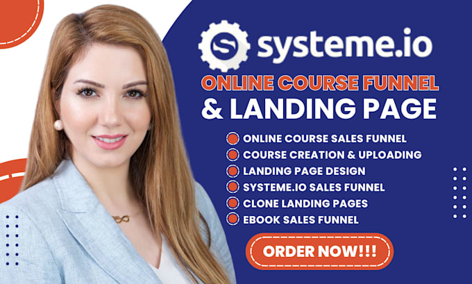 Create systeme online course funnel, sales funnel, landing page course ...