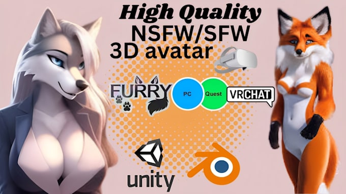 Custom 3d vrchat avatar,furry vrc nsfw vtuber vrchat nsfw furry nsfw fursona by Matthewdave3 ...