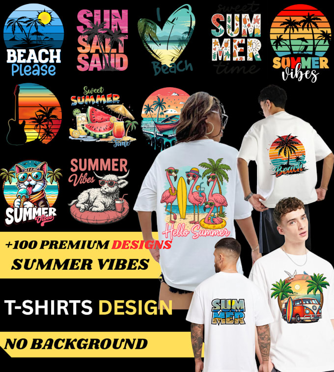 Give you 100 premium summer designs for t shirts by Wadiipro | Fiverr