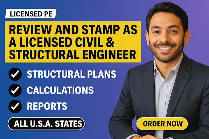 Sello de revisión como ingeniero civil y estructural con licencia en ...