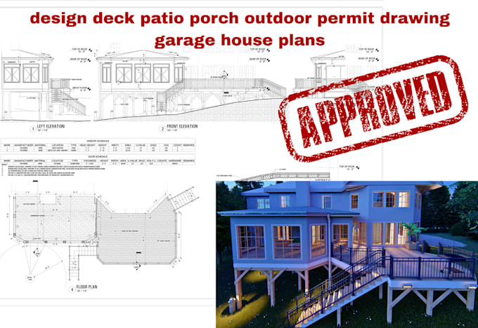 Design city permit drawing for deck patio porch outdoor shed, patio ...