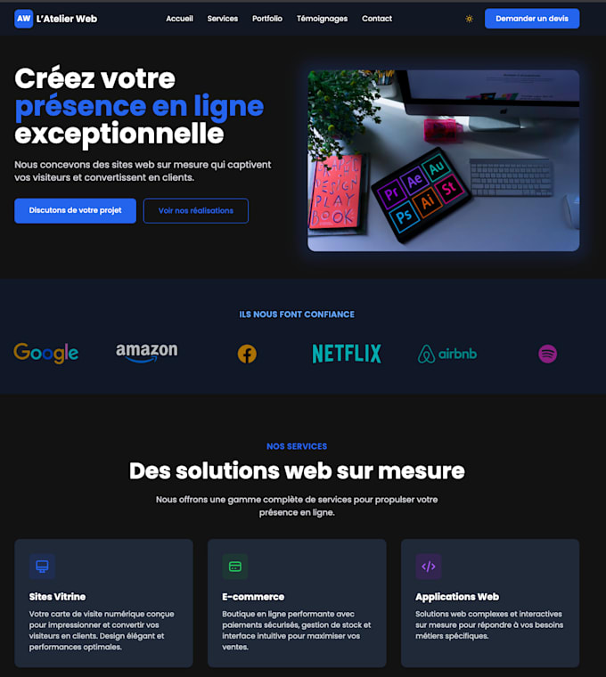 A modern animated responsive website with dark mode and contact form by ...