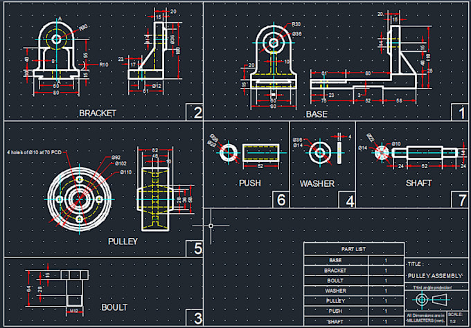Design 2d technical machine drawings, parts with annotations by Ragulsharma45 | Fiverr