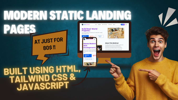 Modern landing page with tailwind css hand coded html and animations by ...