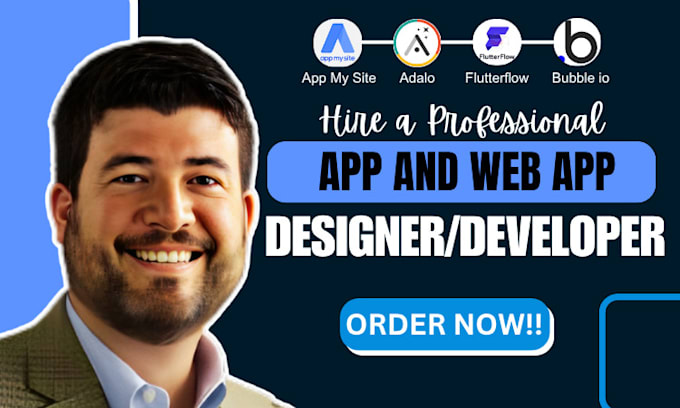Design and publish mobile apps on adalo flutterflow bubble io appmysite expert by Dan_terret ...