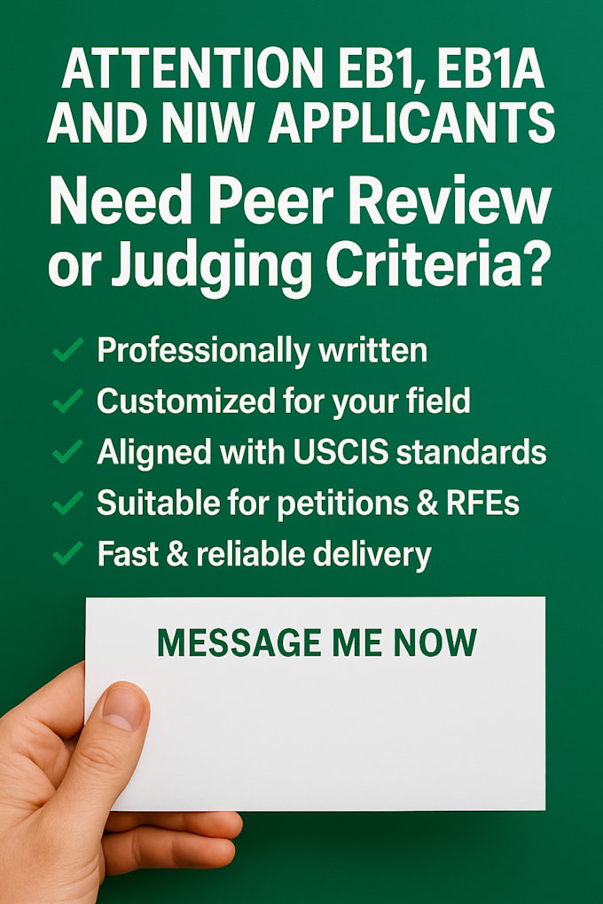 Make you peer reviewer and pass judging criteria for eb1, eb1a, and niw by Paul_timi1 | Fiverr
