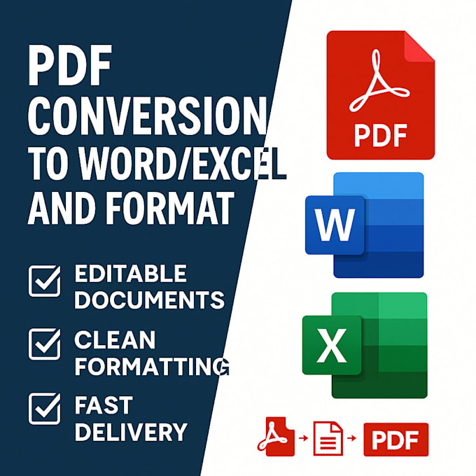 Convert pdfs to word or excel with clean formatting by Vishalkzone | Fiverr