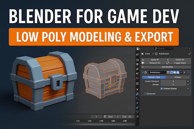 Teach blender for game dev low poly modeling, asset export by Volodreamer | Fiverr