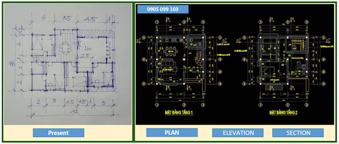 Convert hand drawn sketches into digital autocad drawings by Kslinhtran | Fiverr