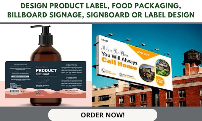 Design product label food packaging billboard signage, signboard or ...
