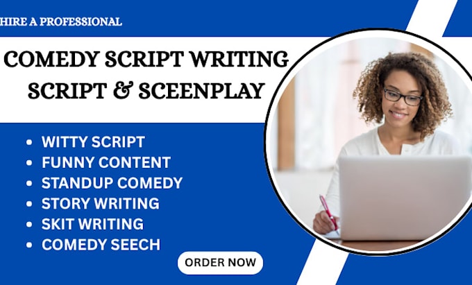 Write funny comedy scripts jokes punch up witty script stand up by Ada_lovely | Fiverr