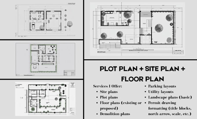 Draw site plan, plot plan, floor plan for city permit in autocad