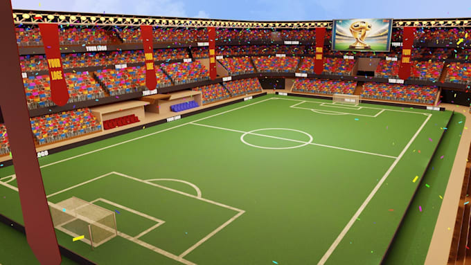 Design 3d football field, soccer stadium arena, golf simulator, cgi ...