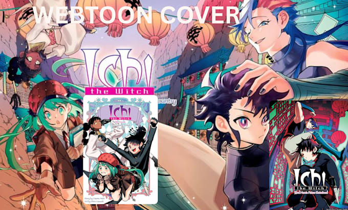 Webtoon cover art, webnovel book cover, anime style, shonen, couple ...