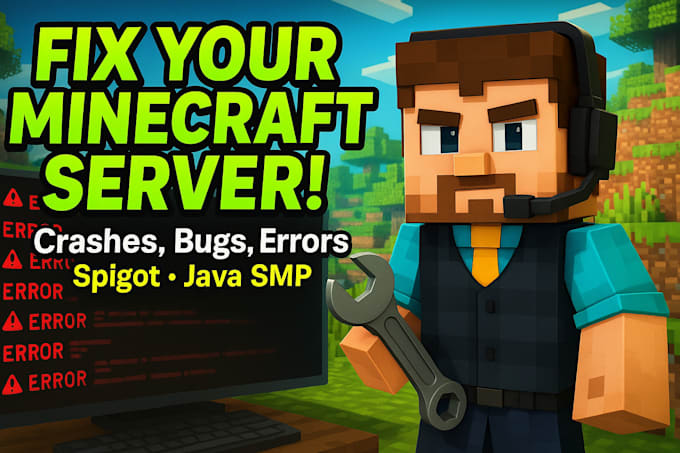 Fix errors, buds and crashes on your minecraft server spigot, java ,smp by Levihenry1 | Fiverr