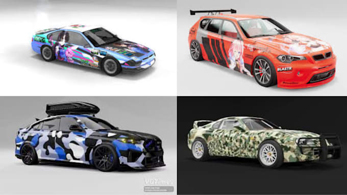 Create your car livery for assetto corsa, beamng, iracing,beamng drive ...