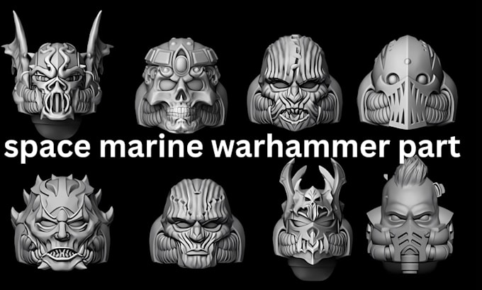 Create a space marine warhammer head weapon part printable stl for 3d printing by Curtis_desmond ...