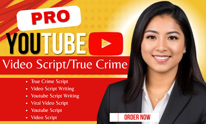 Write viral youtube video scripts or true crime stories for your channel by Julia_knight77 | Fiverr