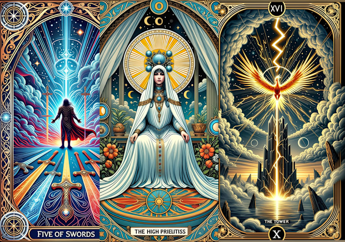 Draw custom card game art design tarot card themed tarot deck design ...