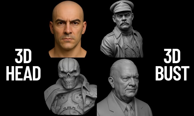 Sculpt realistic 3d head model 3d bust 3d face model, statue for 3d ...
