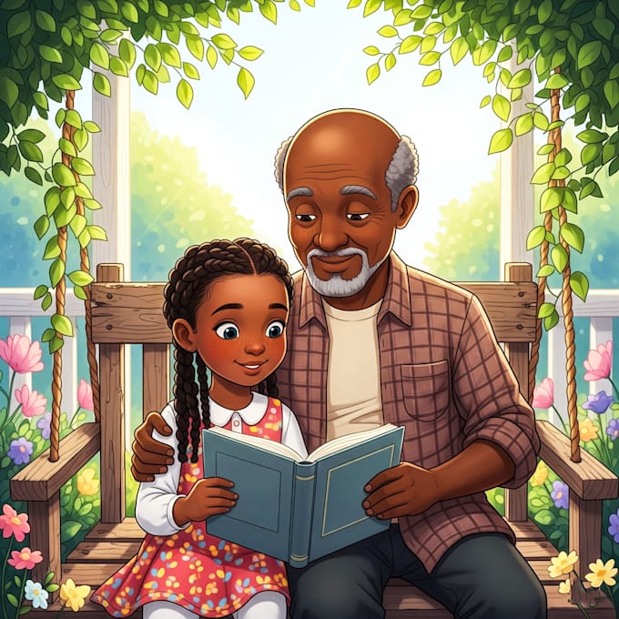 Draw african american children book illustration, african american ...