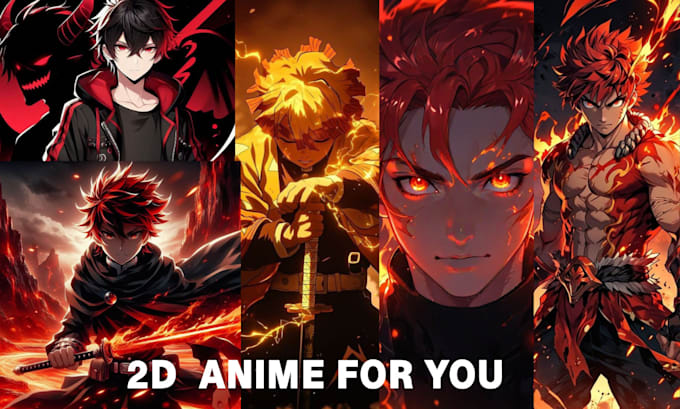Design custom 2d anime character chibi full body pfp illustration manga ...
