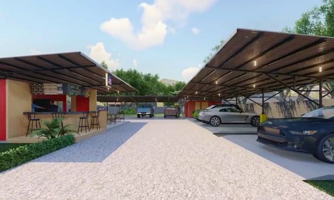 Render 3d outdoor park, car park design, garage and parking stall design by Openframe_int | Fiverr