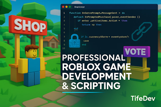Script anything for you on roblox,lua scripting ,roblox development ...