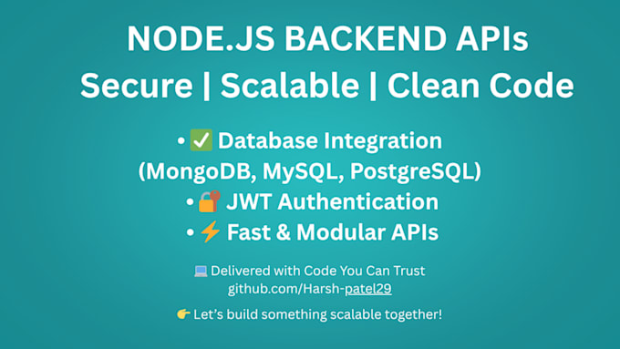 Build secure and scalable backend apis using nodejs and express by ... Build secure and scalable backend apis using nodejs and express by ...