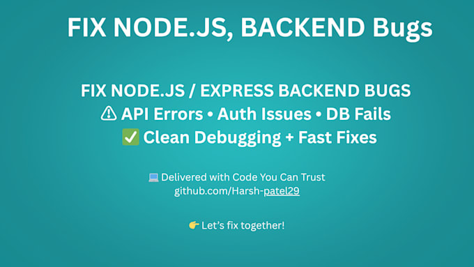 Fix bugs and optimize your nodejs and express backend by Harsh ...