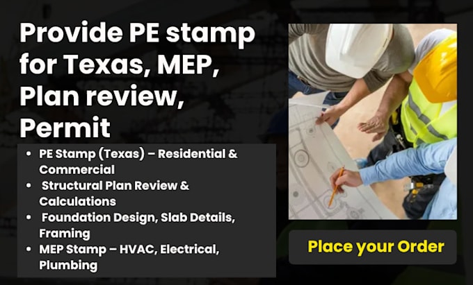 Provide pe stamp for texas, mep, plan review, permit by Michael_engine ...