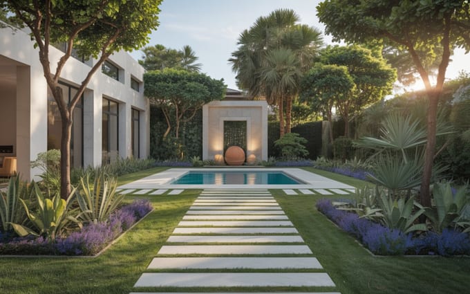 Do backyard design, frontyard design, pool layout, patio, 3d landscape ...